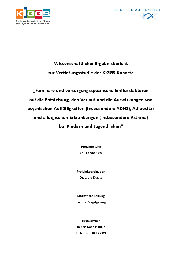 Zusatzerhebung Im Rahmen Von Kiggs Welle 2 Zu Familiären Und 4209